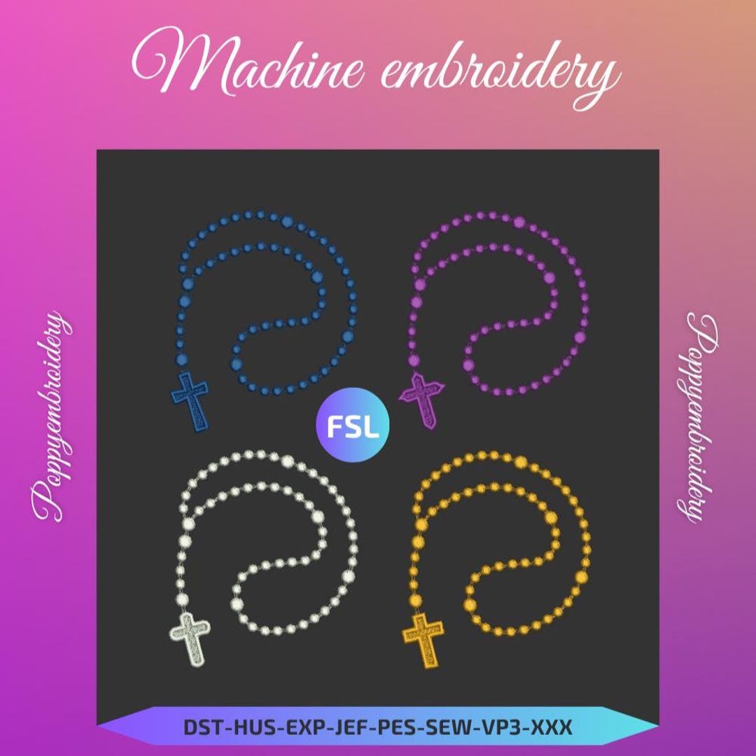FSL Rosary Cross Embroidery Machine Designs (digital Download) - Etsy