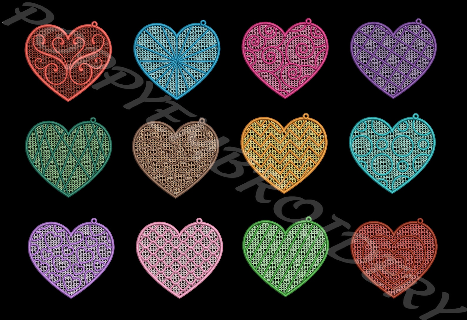 FSL Heart Machine Embroidery Designs, 12 Lace Patterns (instant ...