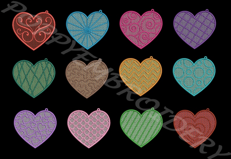 FSL Heart Machine Embroidery Designs, 12 Lace Patterns (instant ...