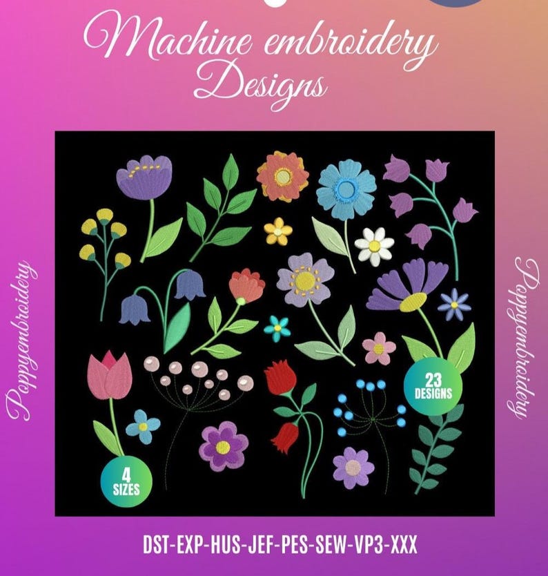 FLOWERS Machine Embroidery Designs / INSTANT DOWNLOAD - Etsy