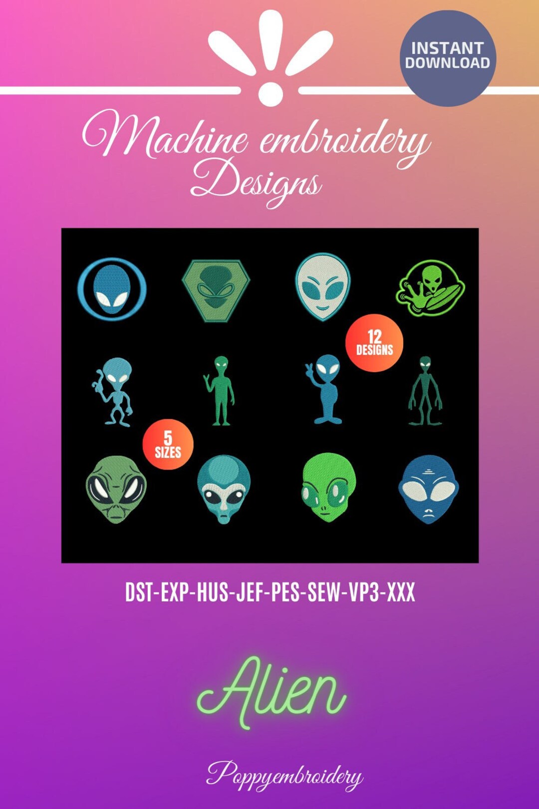 ALIEN Design for Embroidery Machine / Motifs Pour Broderie Machine ...