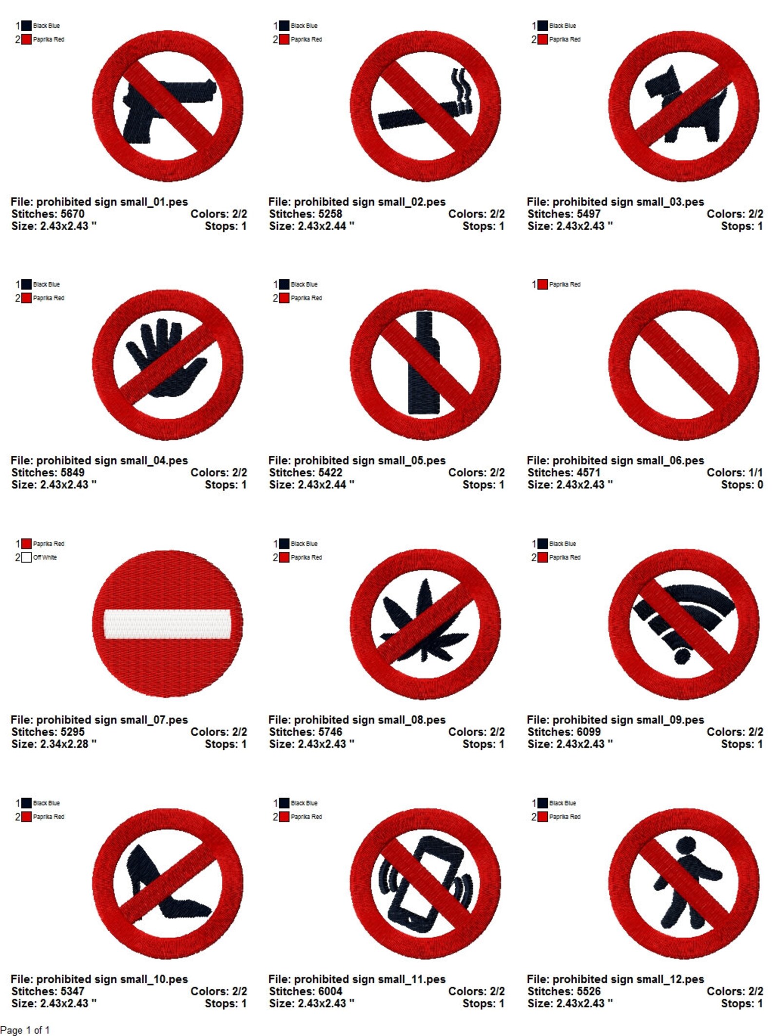 PROHIBITED SIGN Design for Embroidery Machine / Interdiction - Etsy