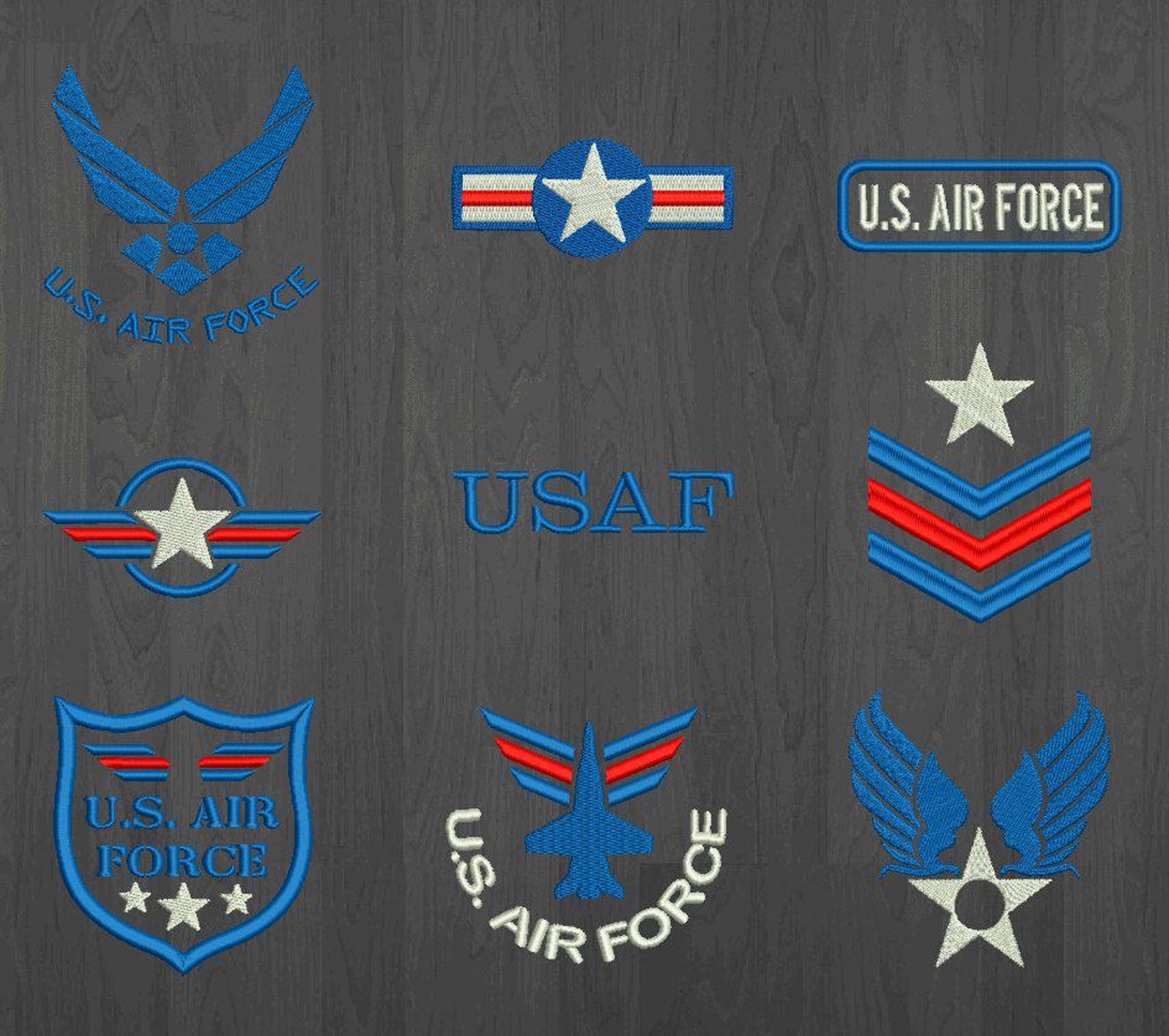 USAF AIR FORCE Machine Embroidery Designs / Instant Download - Etsy