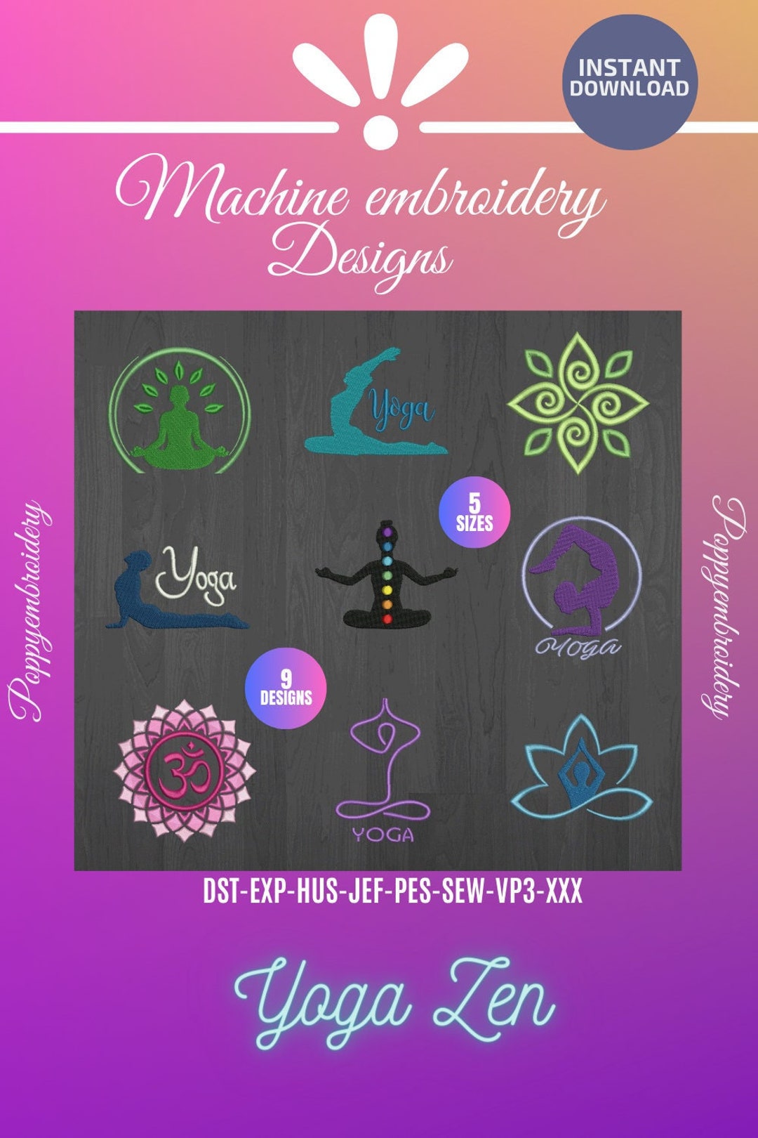 Yoga Zen Designs for Embroidery Machine / Motifs Pour Broderie Machine ...