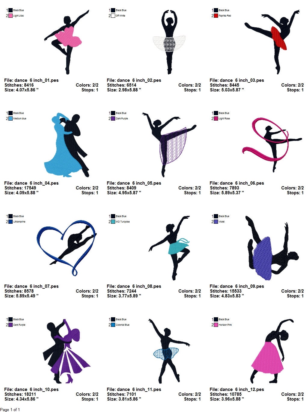 DANCE Dancer Ballet Design for Embroidery Machine / Motifs - Etsy