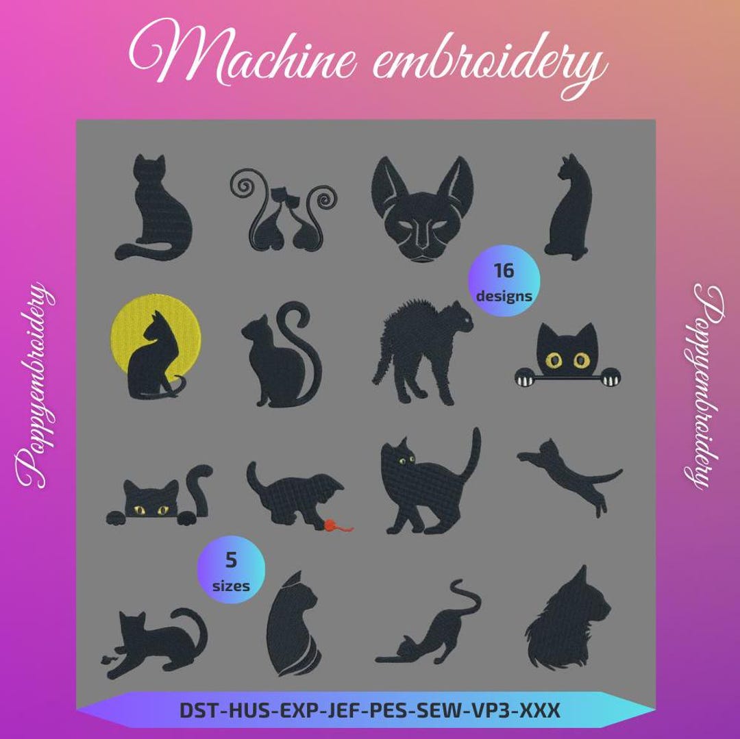 CAT Kitten Machine Embroidery Designs / INSTANT DOWNLOAD - Etsy