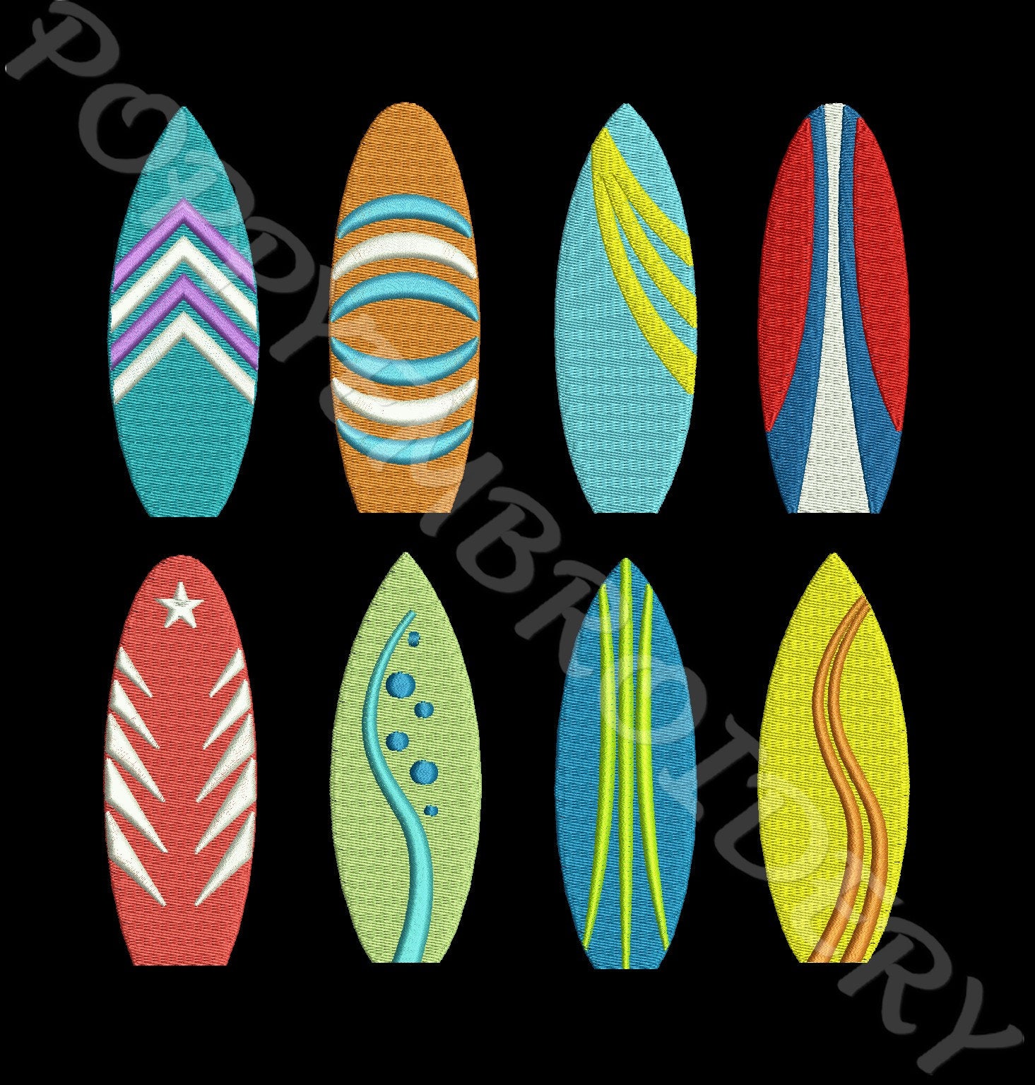 SURFBOARD Design for Embroidery Machine / Motifs Surf Pour - Etsy Australia