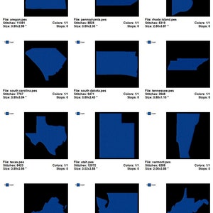 USA States Machine Embroidery Designs Set / Usa Motifs Pour Broderie ...