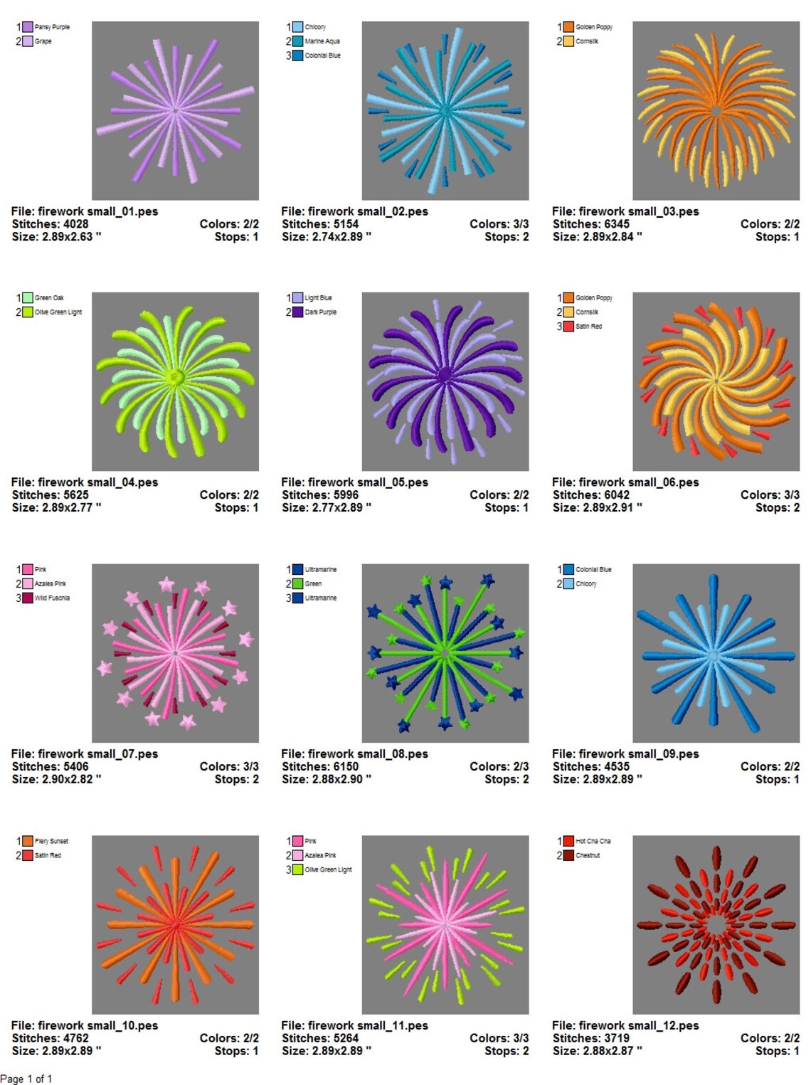 FIREWORKS Designs for Embroidery Machine / Feux Artifice - Etsy