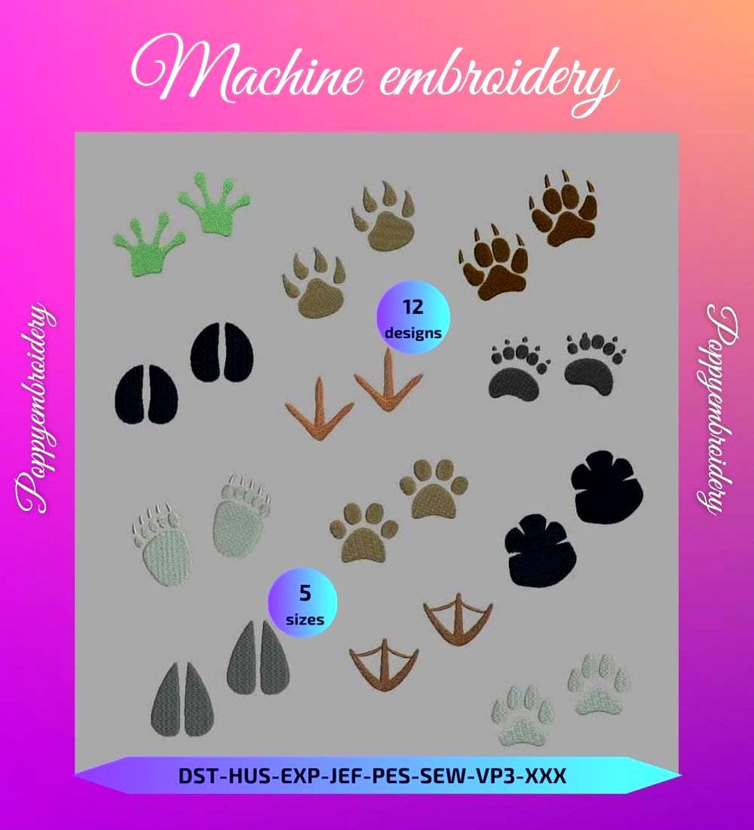 ANIMAL FOOTPRINT, Machine Embroidery Designs / Instant Download - Etsy
