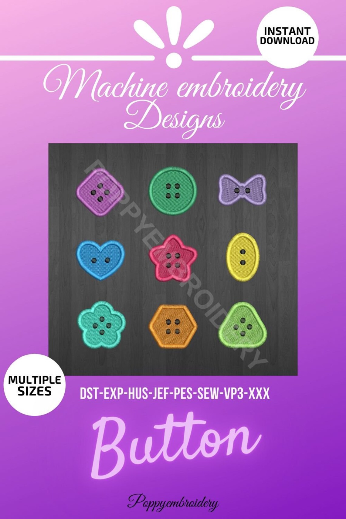 BUTTON Designs for Embroidery Machine / Motifs Bouton Pour | Etsy