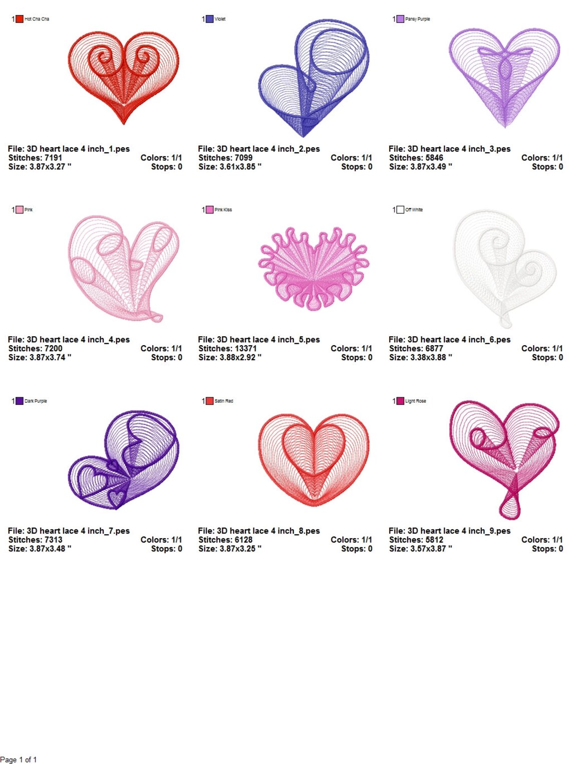 3D Heart Lace Designs for Embroidery Machine / 3D Coeur - Etsy