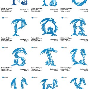 DRAGON Letters Design for Embroidery Machine / Motifs Lettre - Etsy