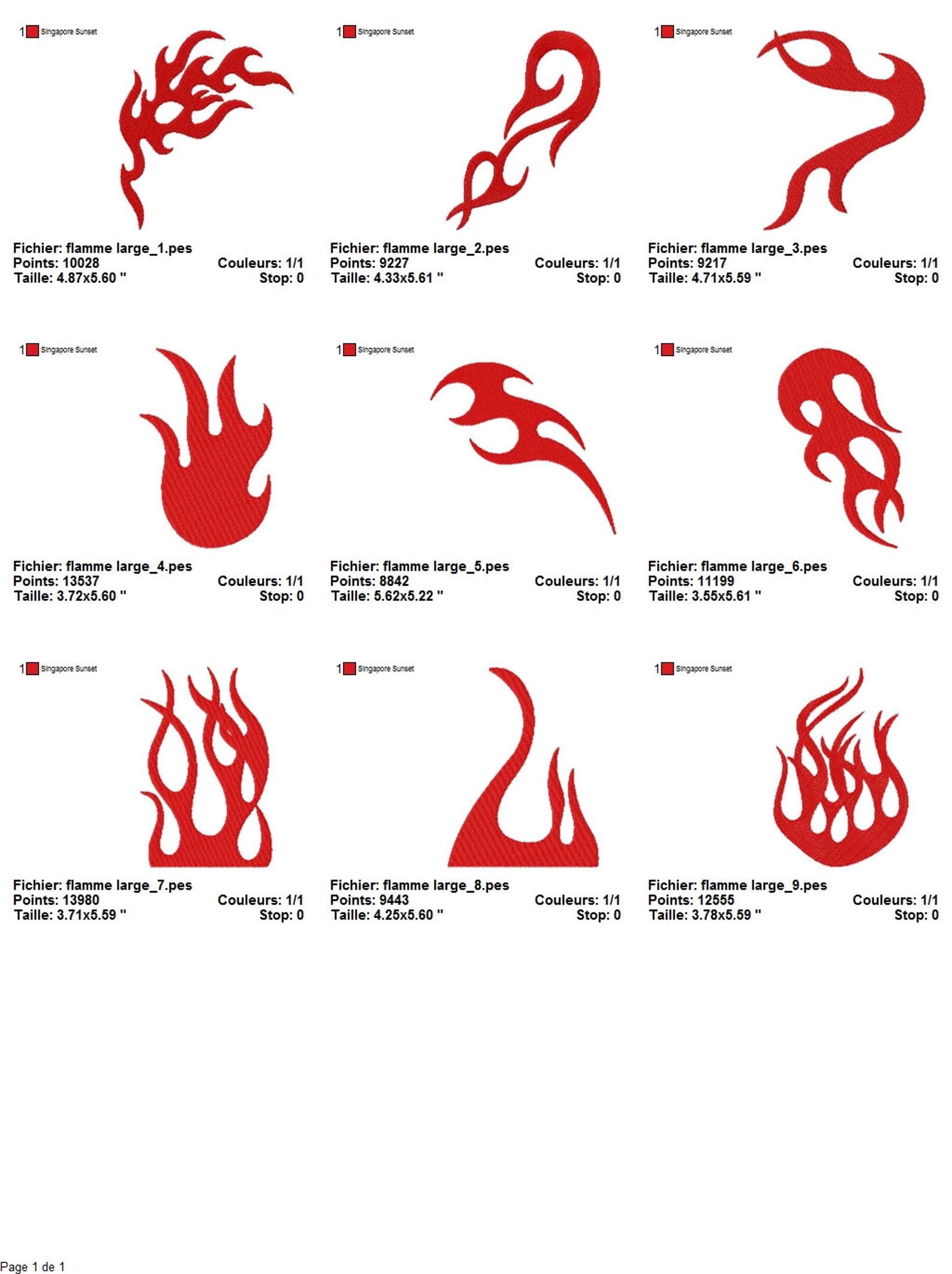 FLAME Design for Embroidery Machine / Motifs Flamme Pour - Etsy