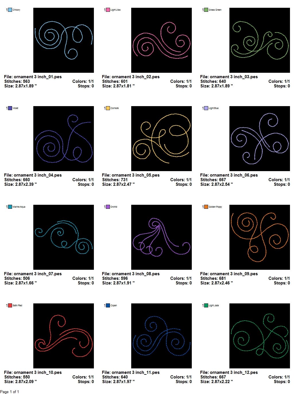 ORNAMENT CURL Designs for Embroidery Machine / Ornement Boucle | Etsy