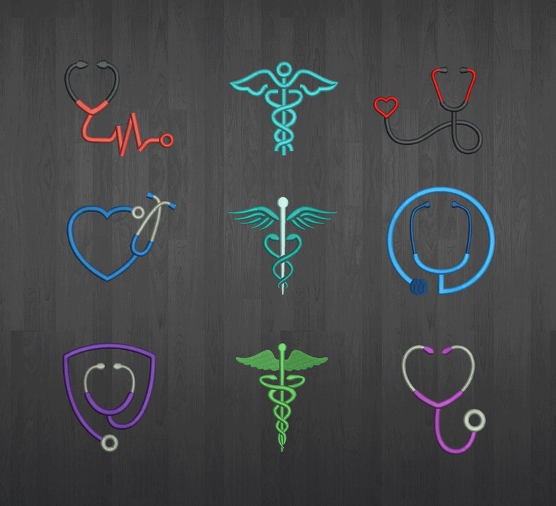 Stethoscope Machine Embroidery Designs, Medical Doctor Motifs (instant ...