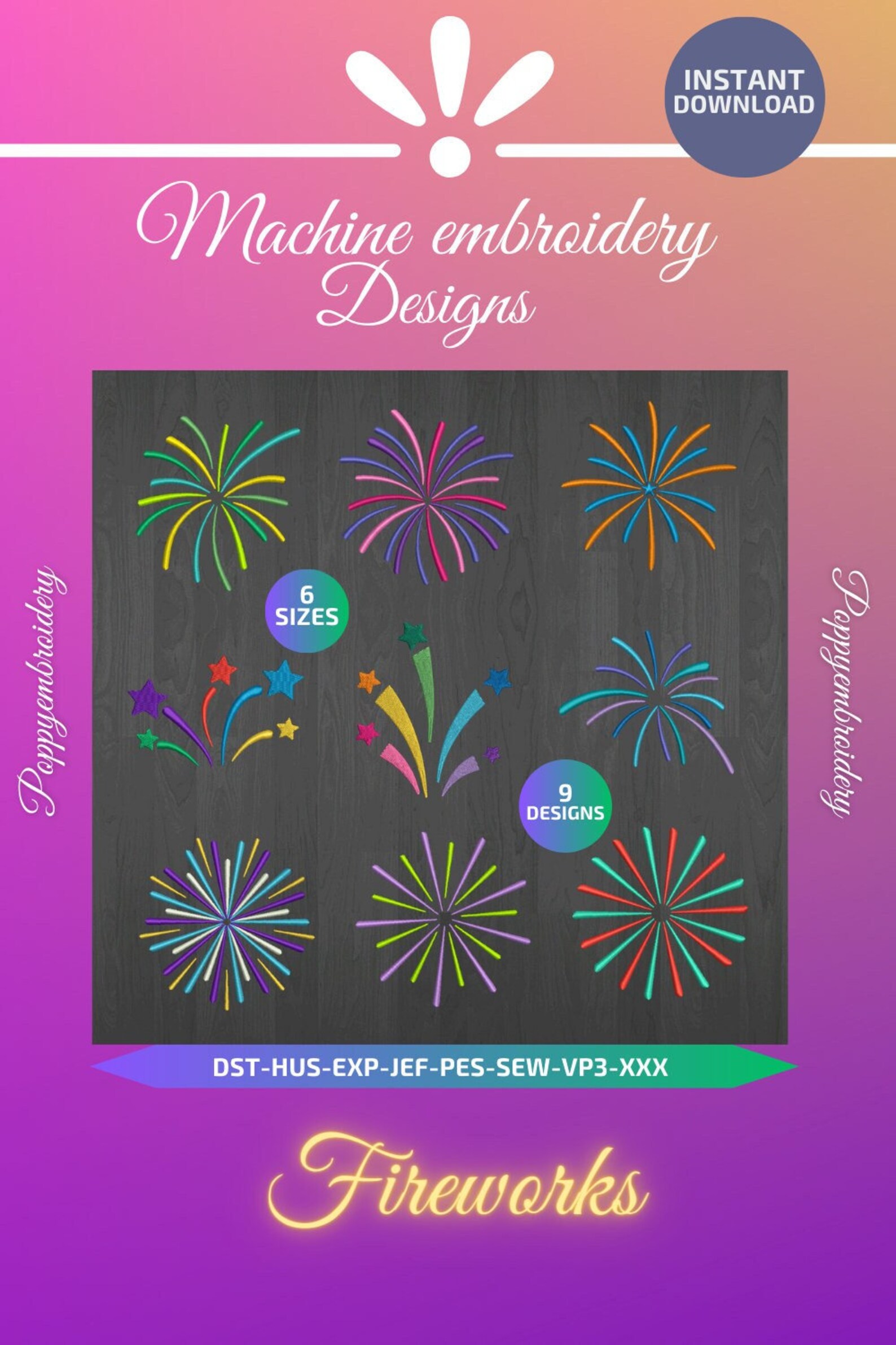 FIREWORKS Designs for Embroidery Machine / Feux D'artifice Motifs Pour ...