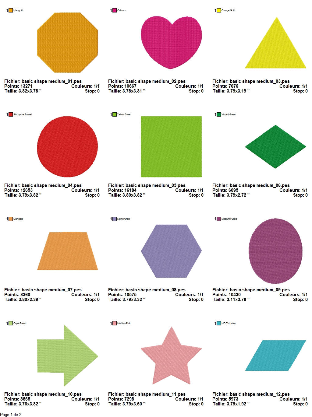 BASIC Shape Designs for Embroidery Machine / Forme Motifs Pour - Etsy