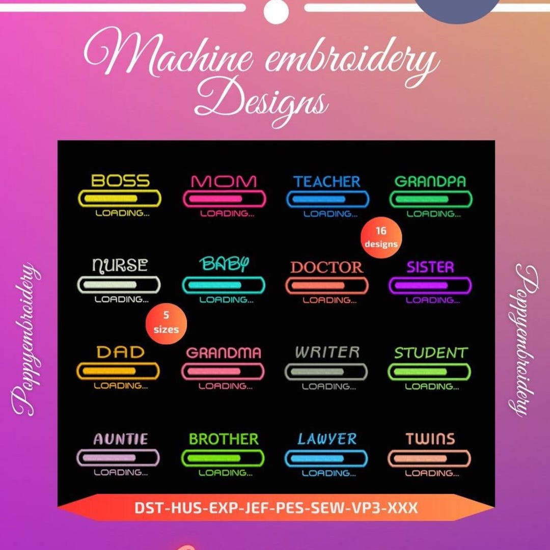 LOADING Bar, Machine Embroidery Designs / INSTANT DOWNLOAD - Etsy