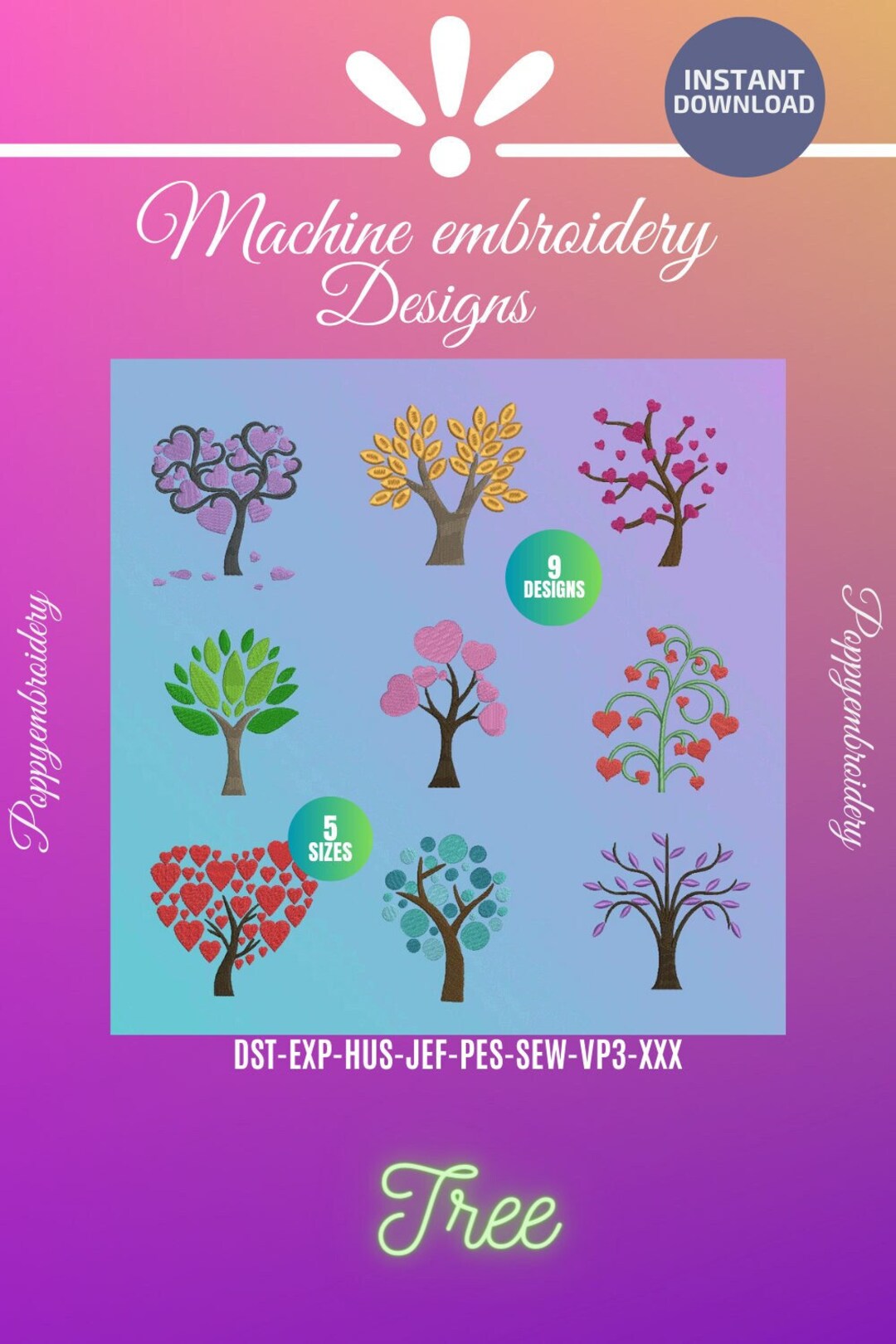 TREE Design for Embroidery Machine / Arbre Motifs Pour - Etsy