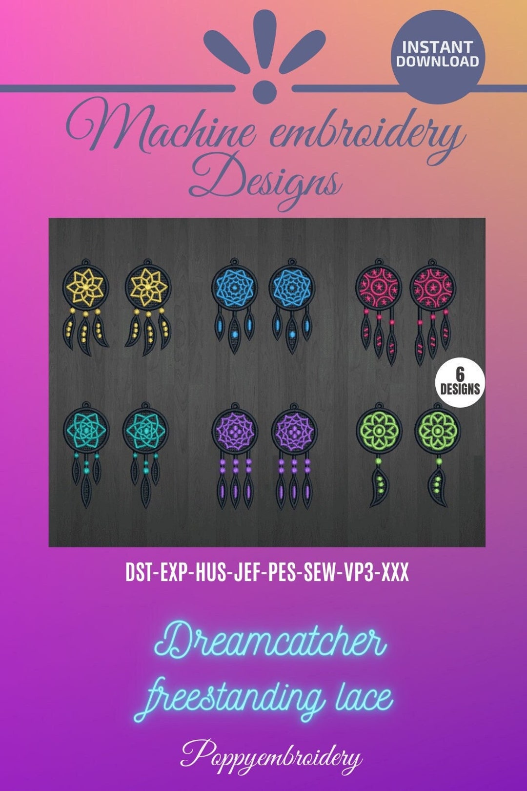 EARRINGS Free Standing Lace FSL Embroidery Machine Designs /boucle D ...