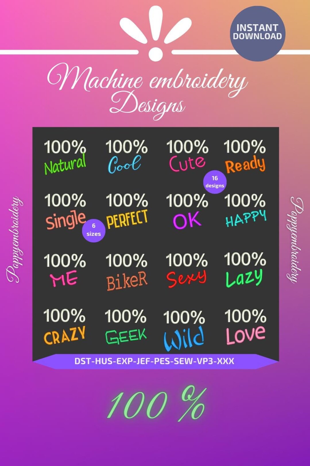 100% Humor Designs for Embroidery Machine / Motifs Pour Broderie ...