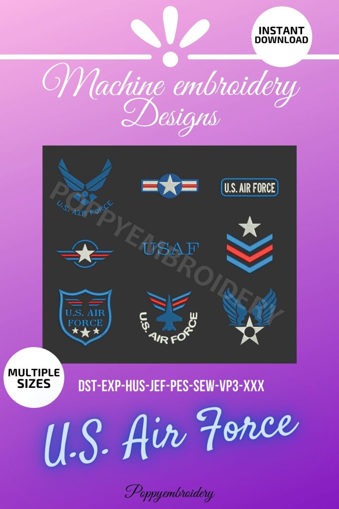 USAF AIR FORCE Embroidery Machine Designs Set / Armee De L Air - Etsy