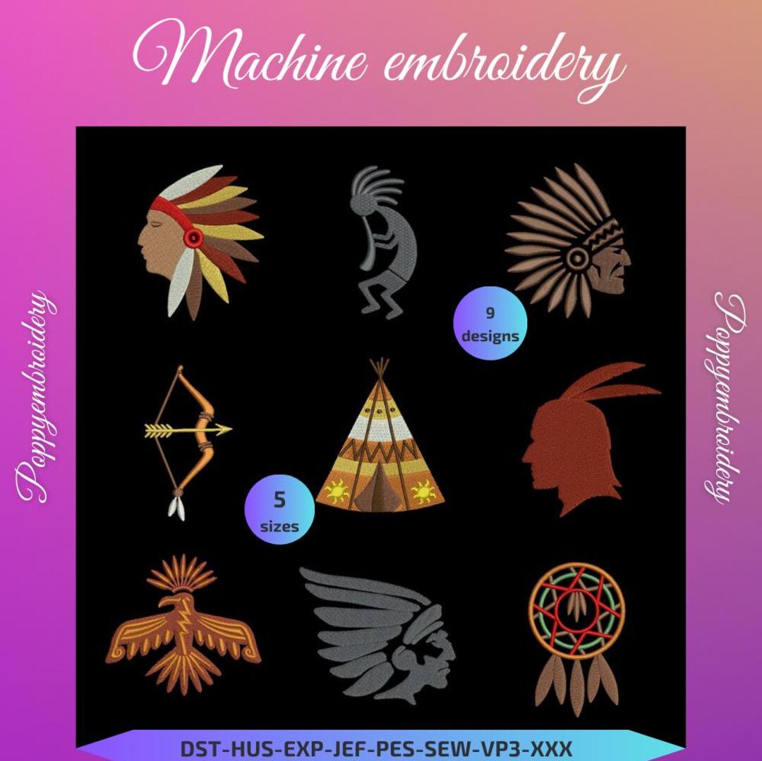 INDIAN NATIVE Embroidery Machine Designs / Motifs Indien Pour Broderie ...