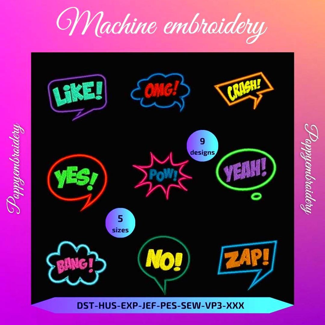 Speech Bubble Machine Embroidery Designs Set Instant Download Etsy