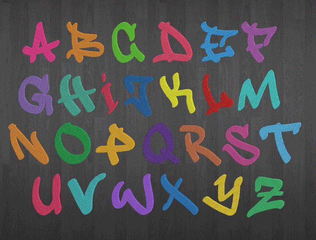 Graffiti Letters Machine Embroidery Design (instant Download) - Etsy