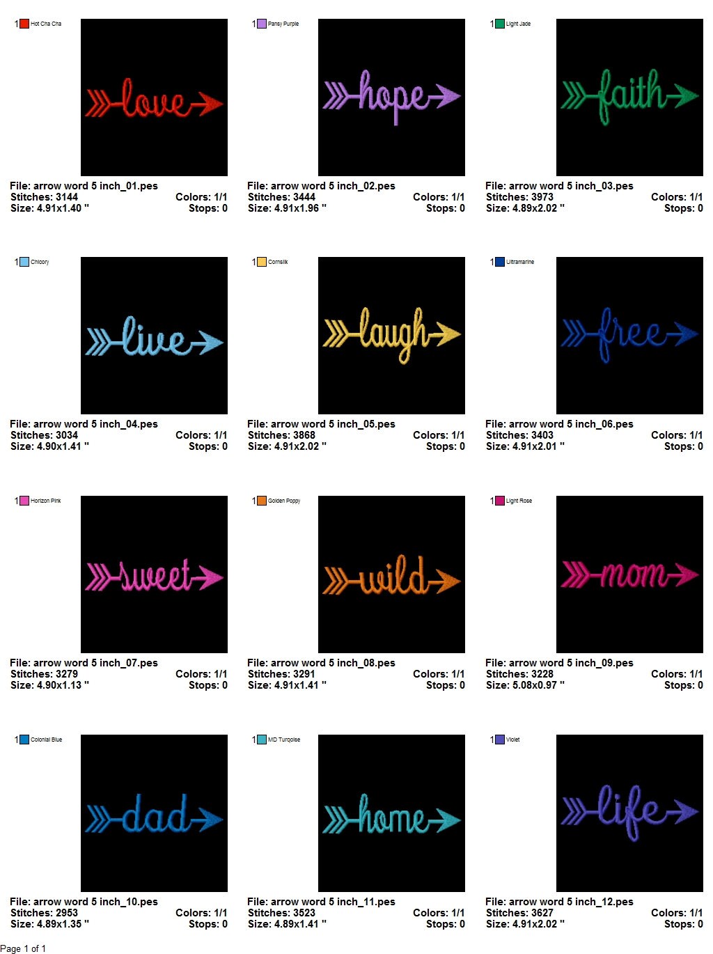 ARROW Word Design for Embroidery Machine / Fleche Mot Motifs - Etsy