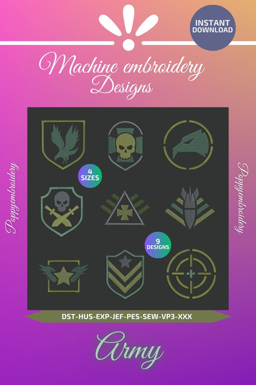 ARMY MILITARY Embroidery Machine Designs Set / Armee Militaire Motifs ...