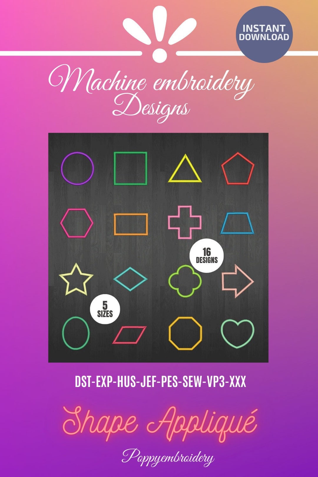 APPLIQUE Basic Shape Machine Embroidery Designs Set / Forme Applique ...