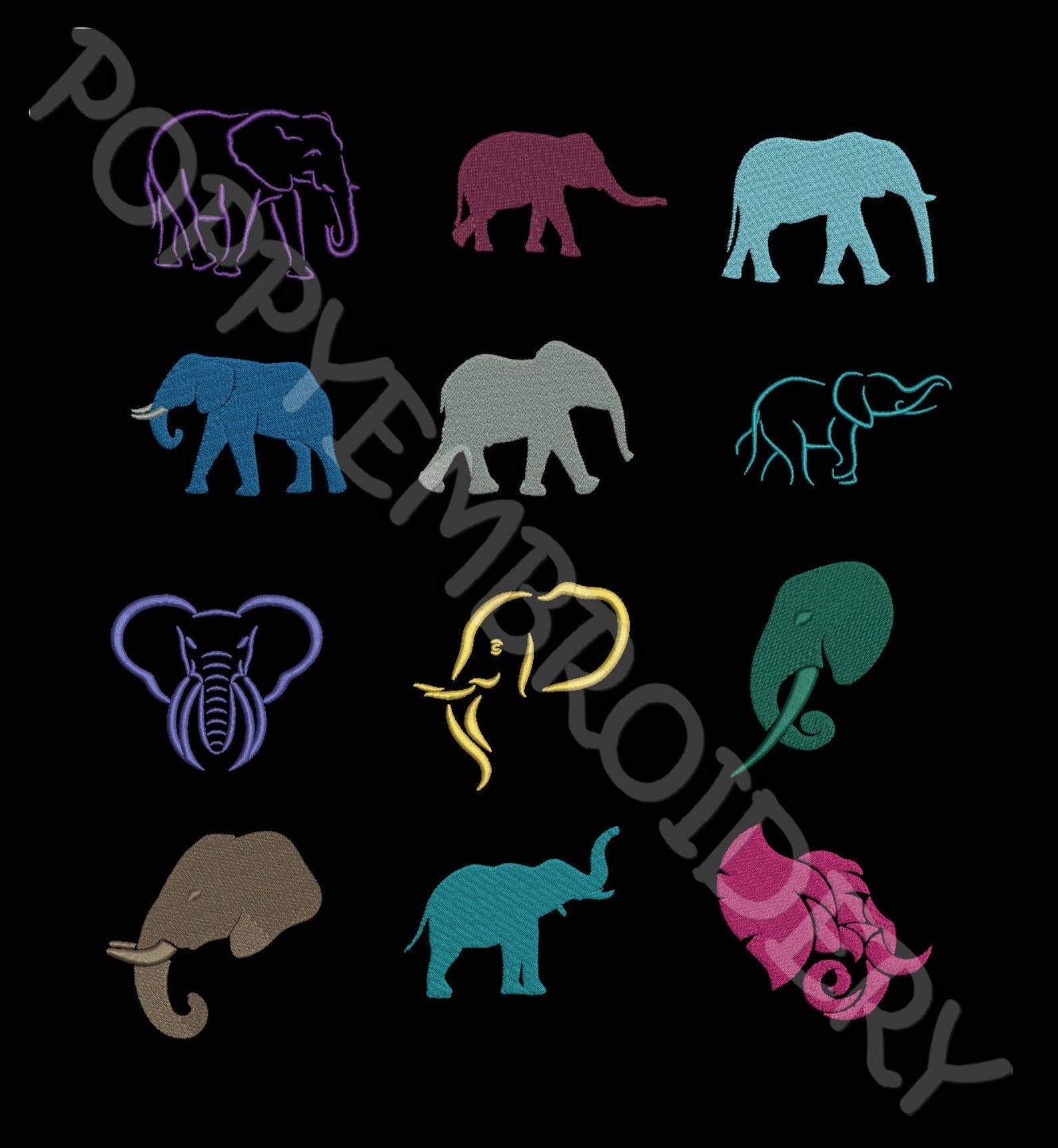 ELEPHANT Designs for Embroidery Machine / Motifs Pour Broderie - Etsy