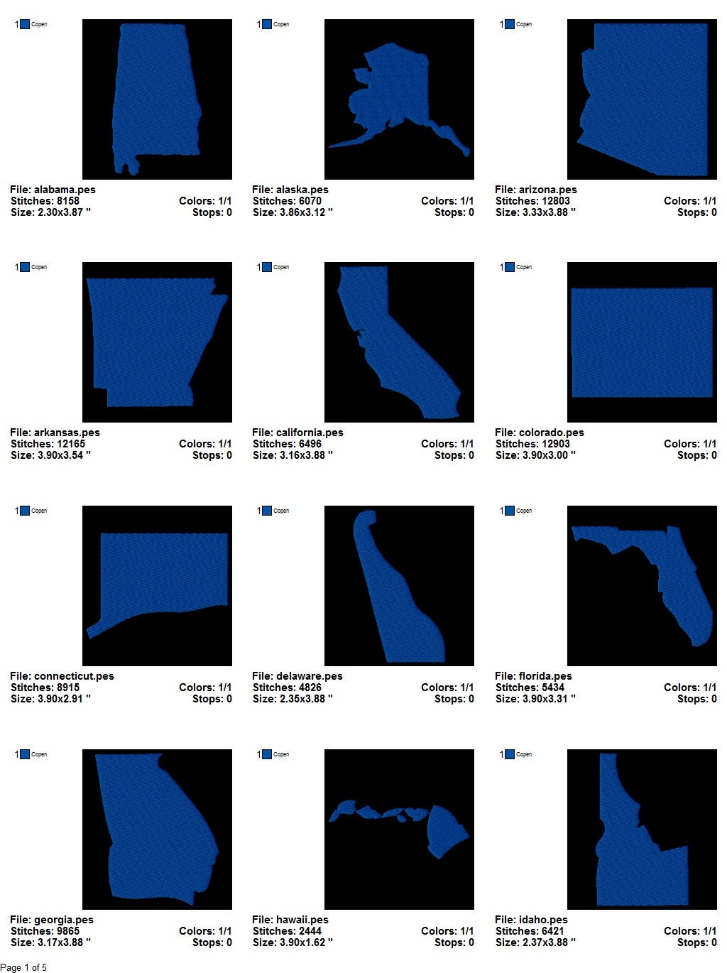 USA States Machine Embroidery Designs Set / Usa Motifs Pour - Etsy