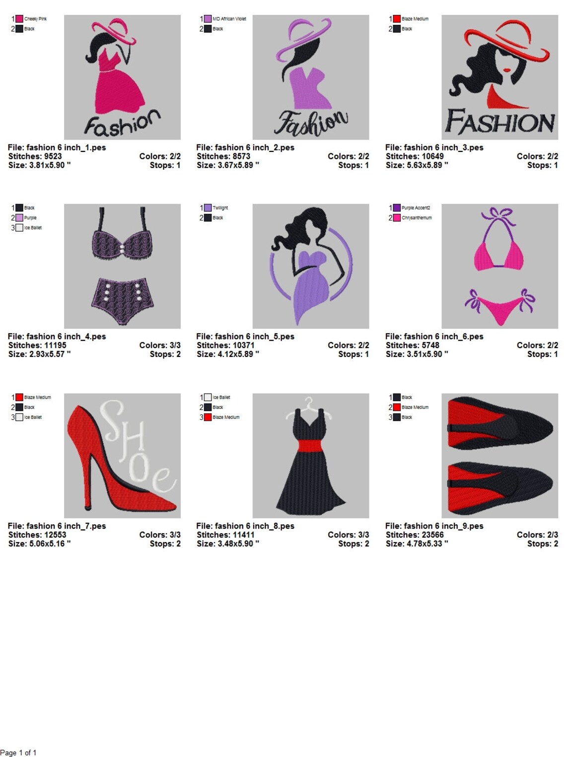 FASHION Woman Designs for Embroidery Machine / Motifs Mode Femme Pour ...