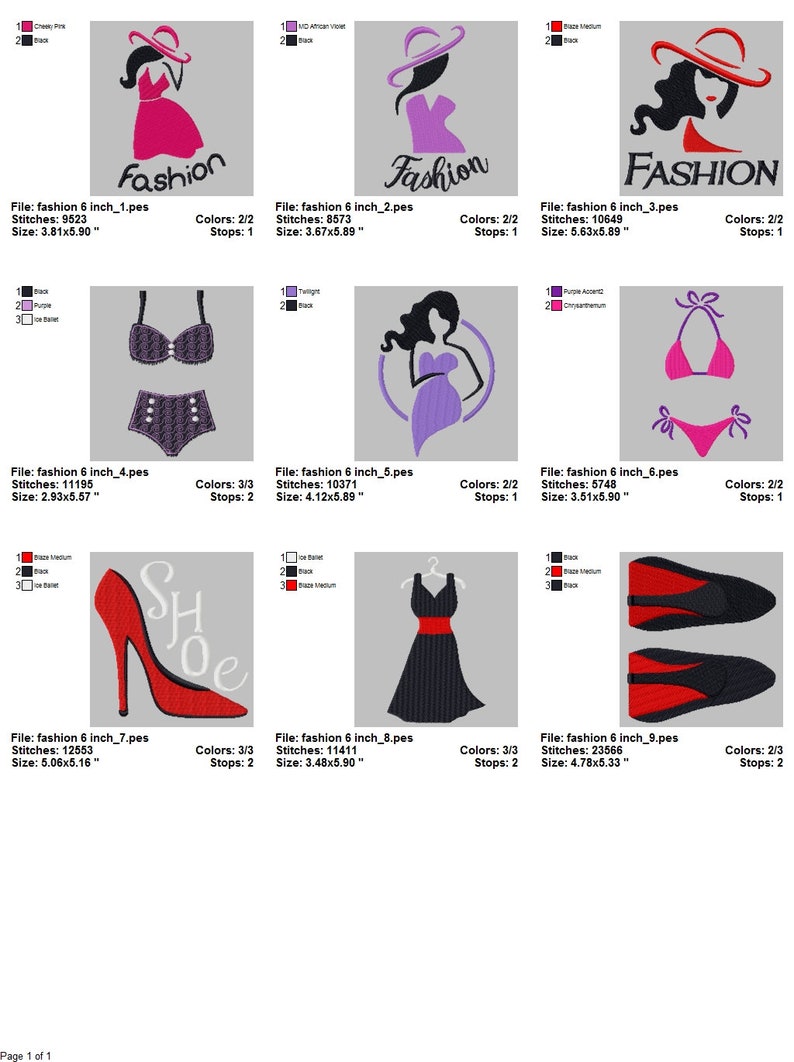 FASHION woman designs for embroidery machine / motifs mode | Etsy