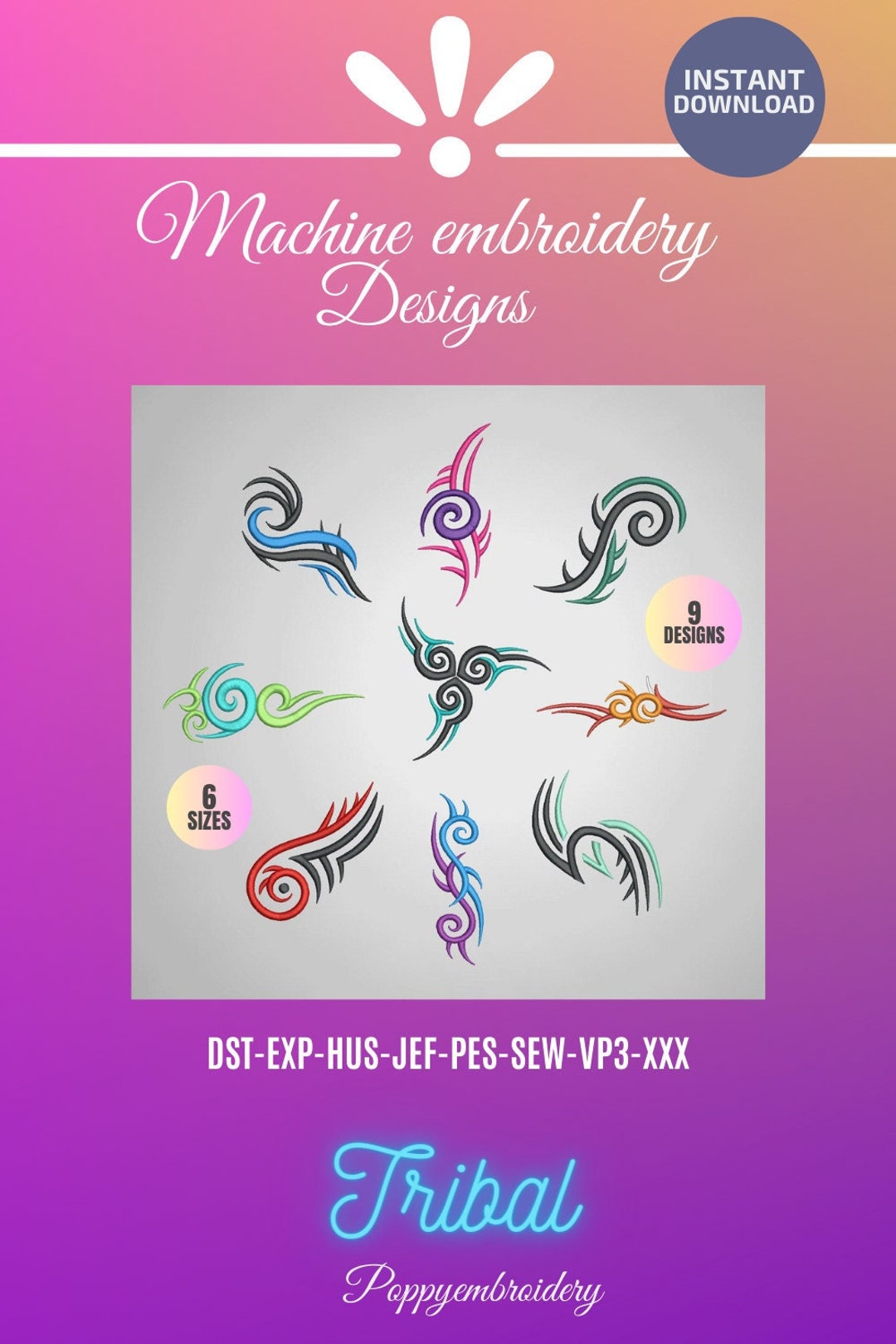 TRIBAL Design for Embroidery Machine / Motifs Pour Broderie Machine ...