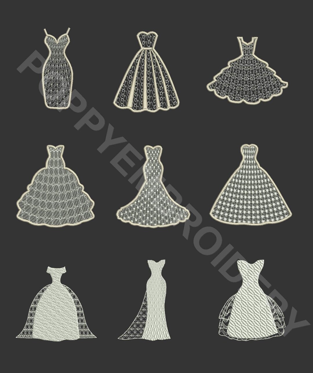 WEDDING DRESS Bride Embroidery Machine Designs Set / Robe - Etsy