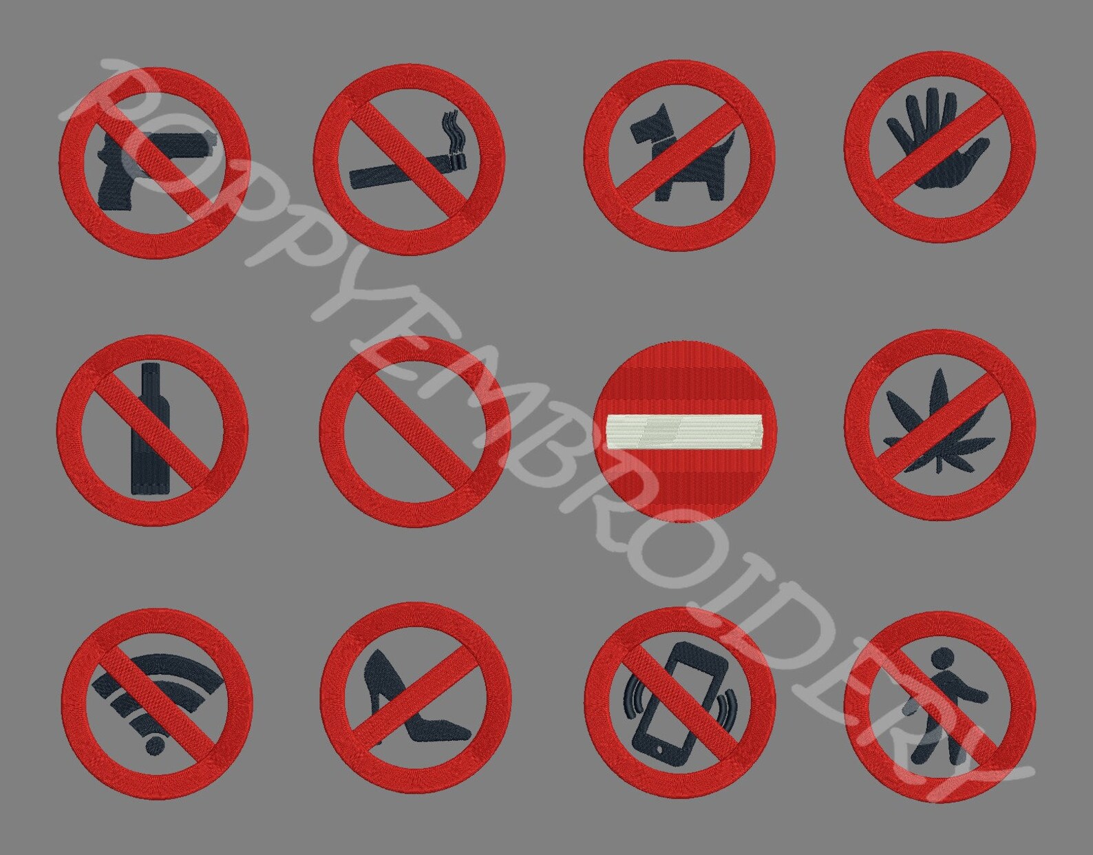 PROHIBITED SIGN Design for Embroidery Machine / Interdiction - Etsy