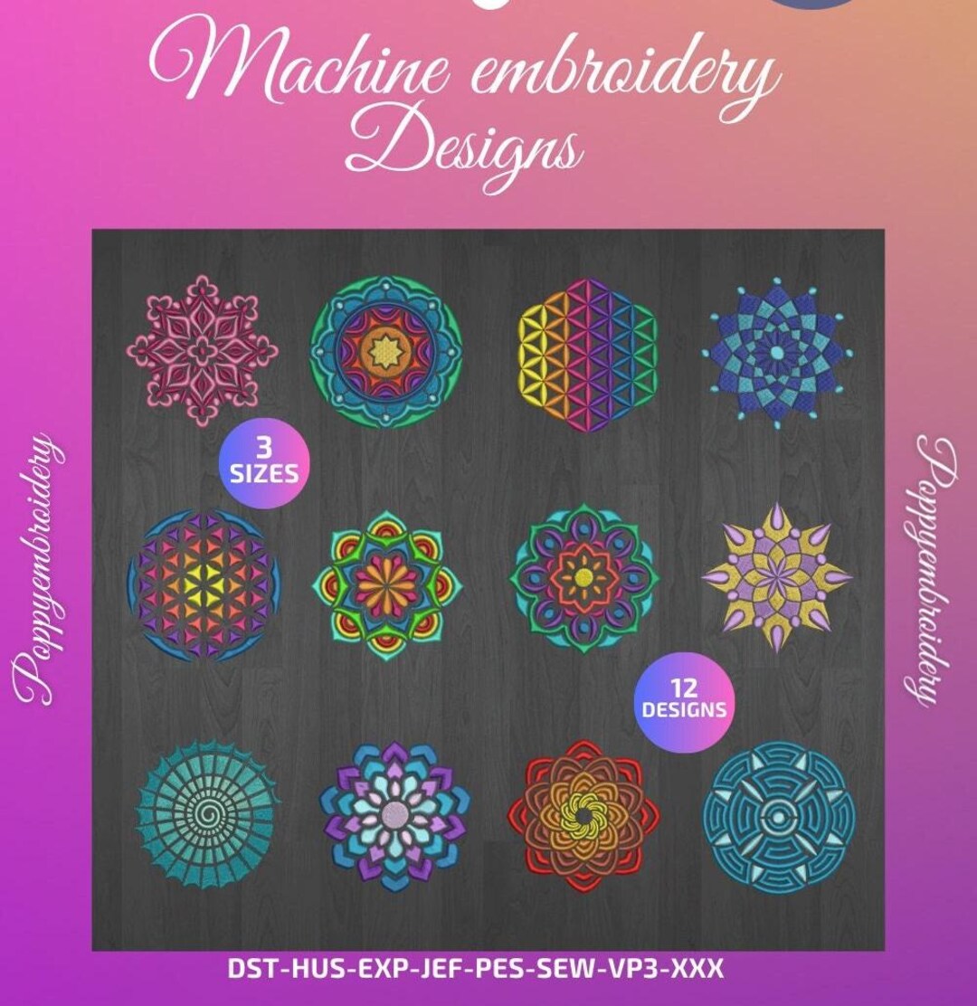 MANDALA Machine Embroidery Designs / Instant Download - Etsy