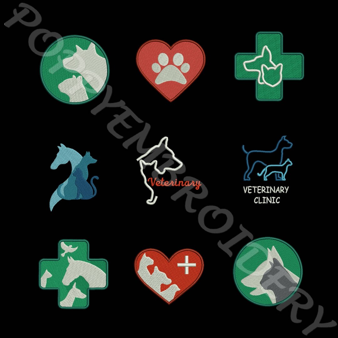 VETERINARY Logo Pet Design for Embroidery Machine / Veterinaire Animaux ...