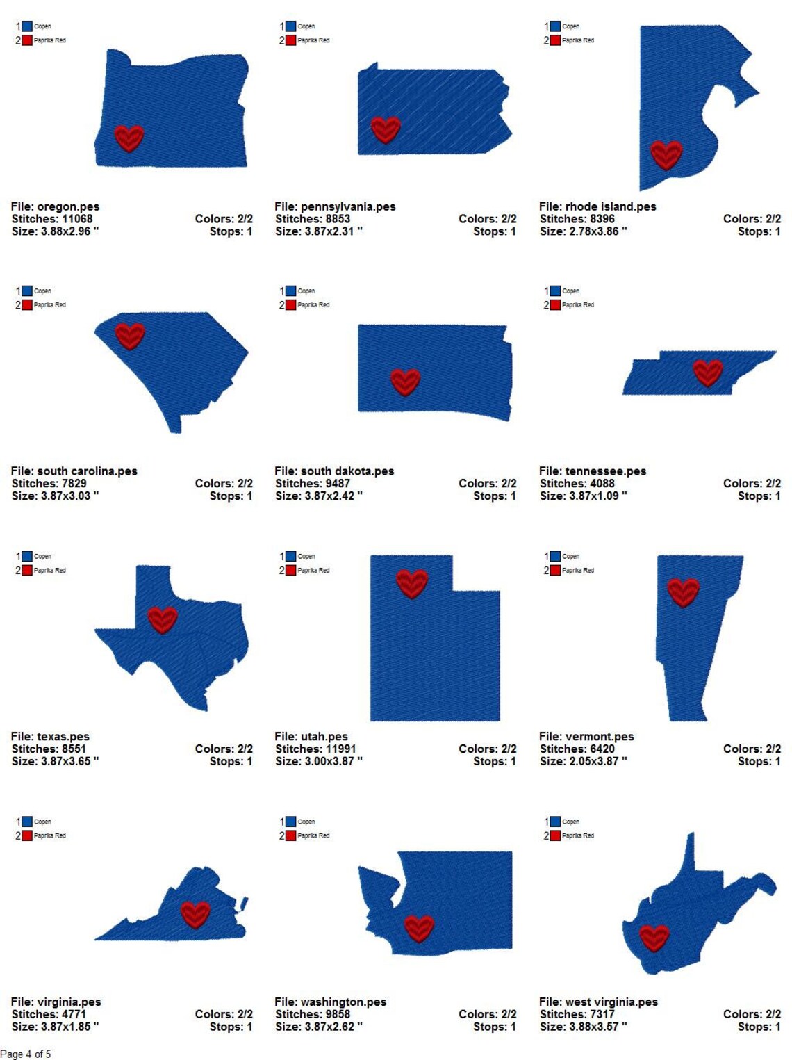 US State Heart, Machine Embroidery Designs (instant Download) - Etsy