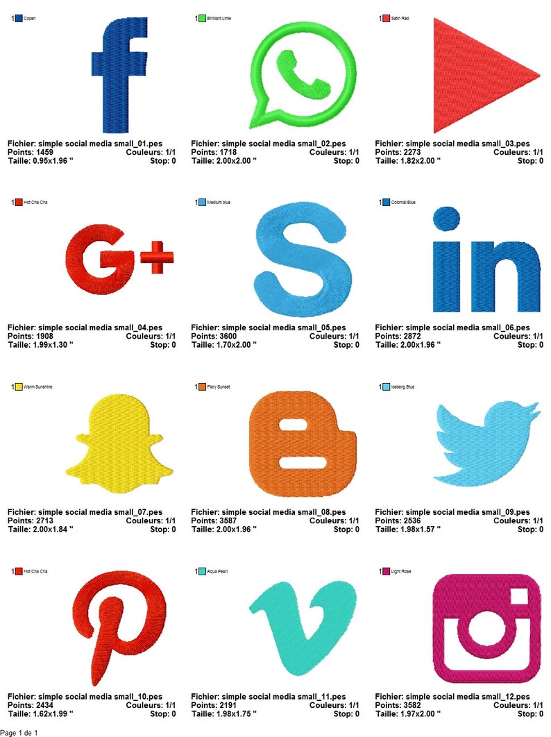 SOCIAL MEDIA Logo Design for Embroidery Machine / Motifs Pour - Etsy