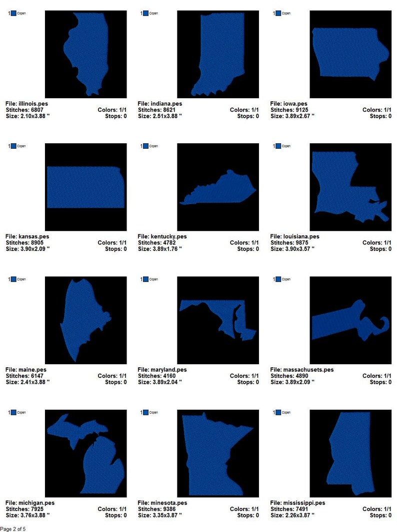 USA States Machine Embroidery Designs Set / Usa Motifs Pour - Etsy