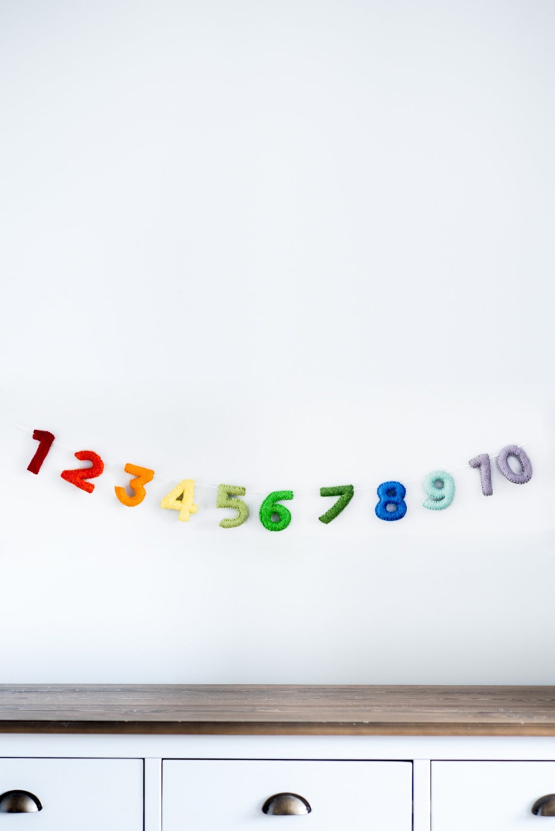 Rainbow Felt Numbers Garland: Nursery Toddler Decor - Etsy
