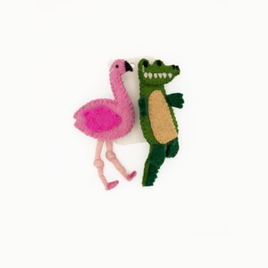 Alligator and Flamingo Felt Finger Puppet / Animal Finger Puppet ...