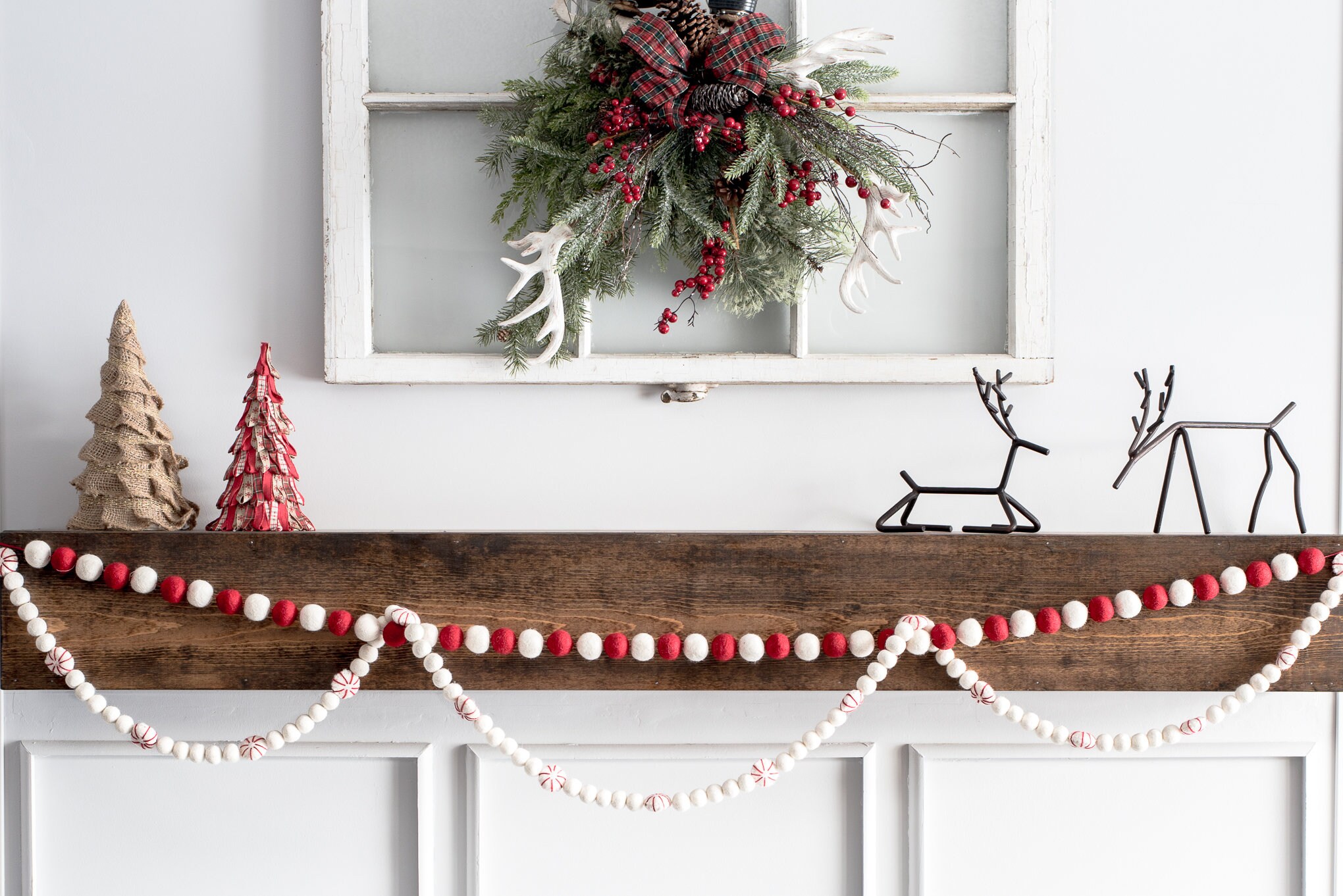 Red and White Garland / Christmas Tree Decor / Christmas Tree - Etsy