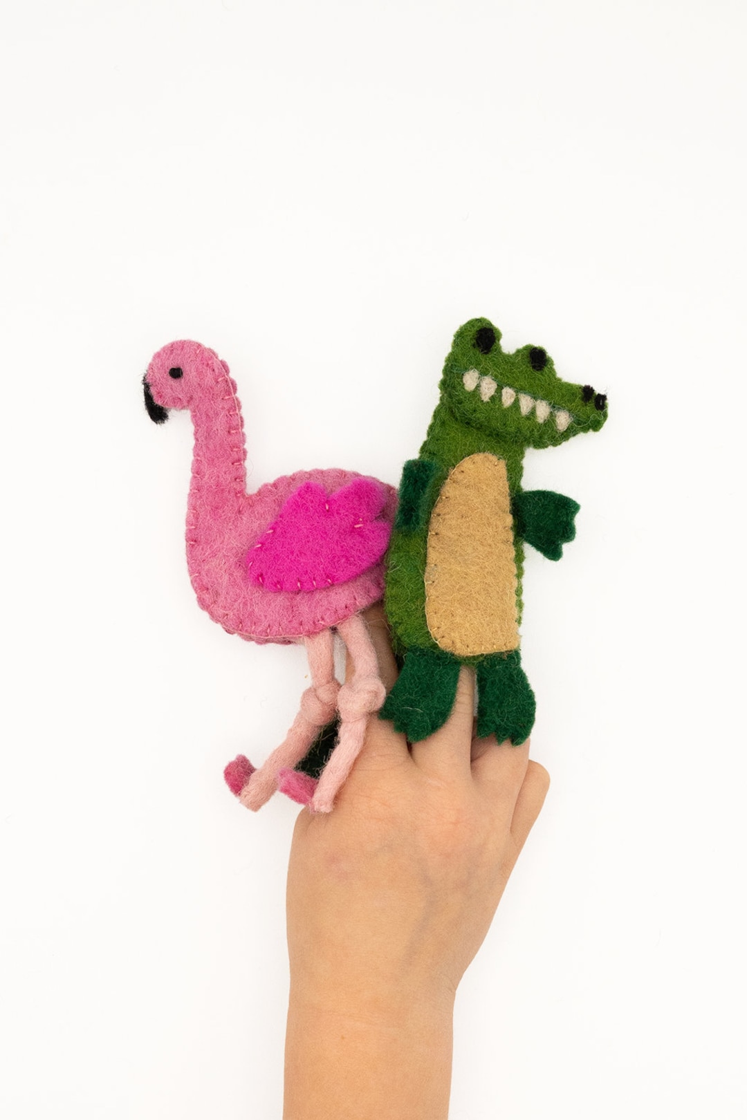 Alligator and Flamingo Felt Finger Puppet / Animal Finger Puppet ...