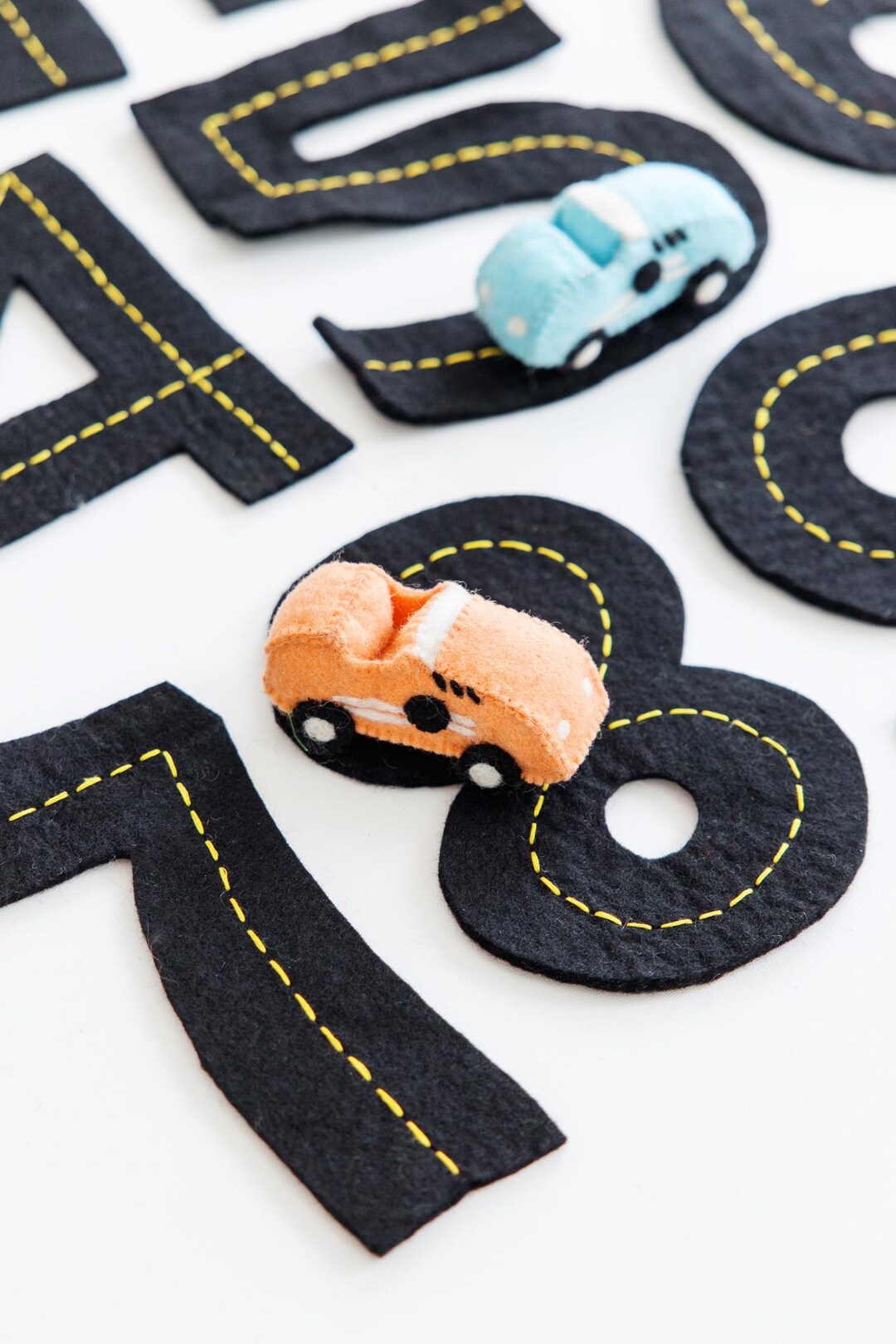 Felt Race Track Numbers Set: Handmade Educational Car Toy - Etsy